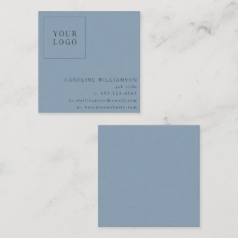 Simple Modern Minimalist Blue Professional Logo Square Business Card ...