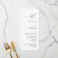 Simple Modern Minimalist Calligraphy Wedding Menu | Zazzle
