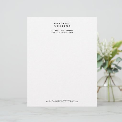 Simple Modern Minimalist Elegant Office Letterhead | Zazzle