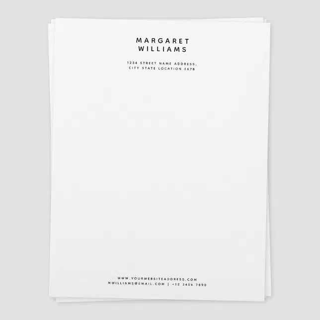 Simple Modern Minimalist Elegant Office Letterhead | Zazzle