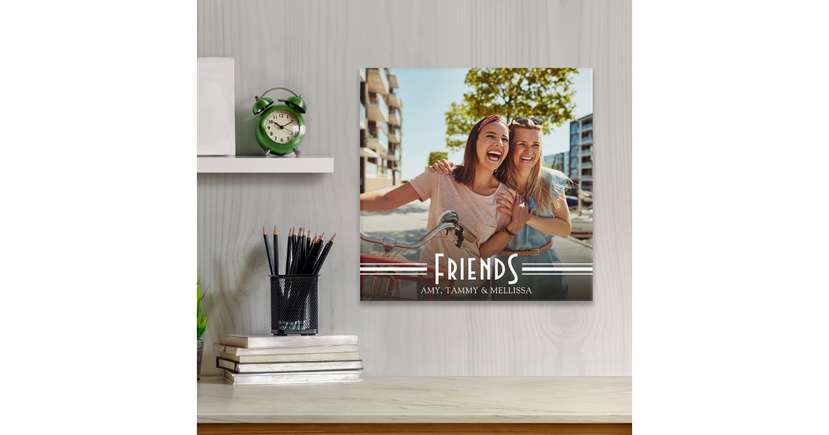 Simple Modern Minimalist Friends Photo Retro Acrylic Print | Zazzle