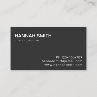 Simple Modern Minimalist Matte Black Business Card | Zazzle