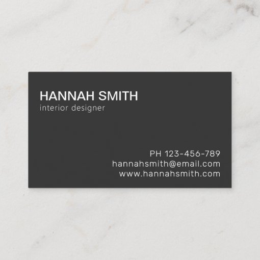Simple Modern Minimalist Matte Black Business Card | Zazzle