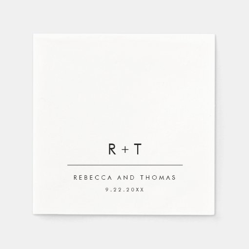 Simple Modern Minimalist Monogram Wedding Napkins | Zazzle