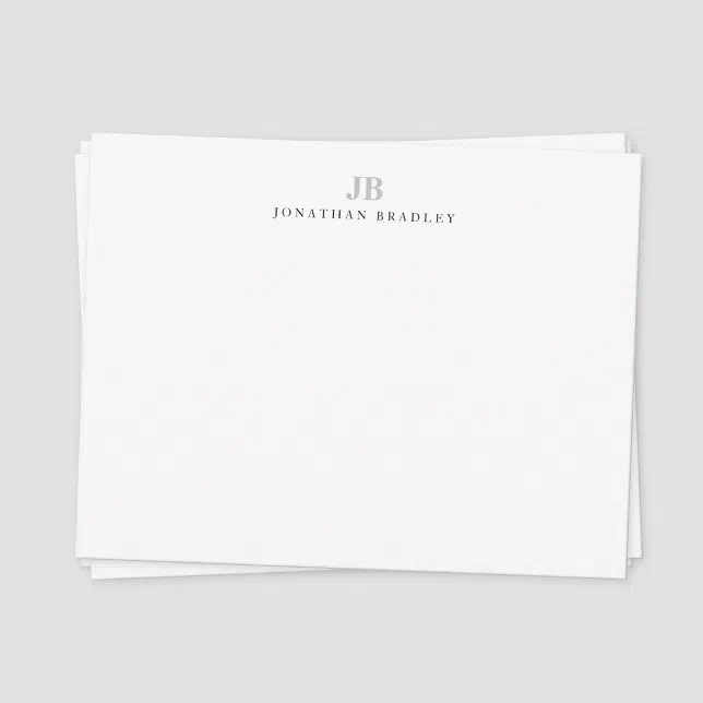 Simple Modern Minimalist Monogrammed Professional Note Card | Zazzle