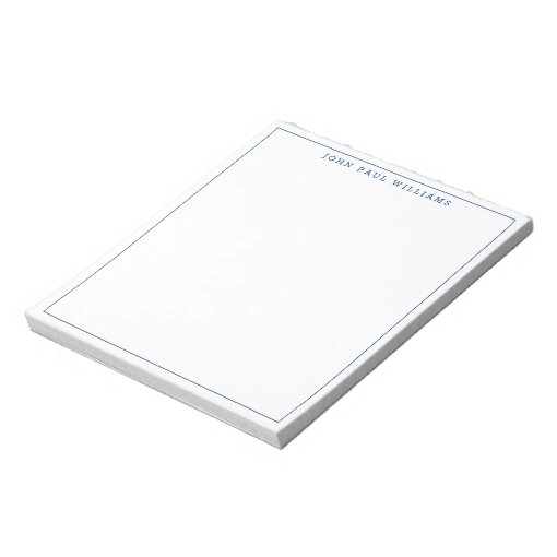 Simple Modern Minimalist Navy Blue Line Frame Chic Notepad | Zazzle