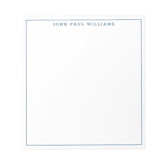 Simple Modern Minimalist Navy Blue Line Frame Chic Notepad | Zazzle.com
