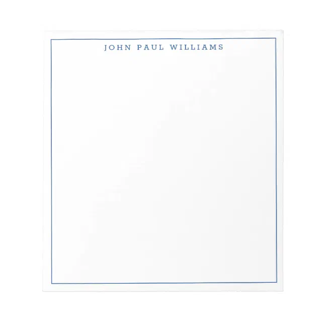 Simple Modern Minimalist Navy Blue Line Frame Chic Notepad | Zazzle