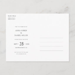 Simple Modern Minimalist Photo Save the Date Announcement Postcard | Zazzle