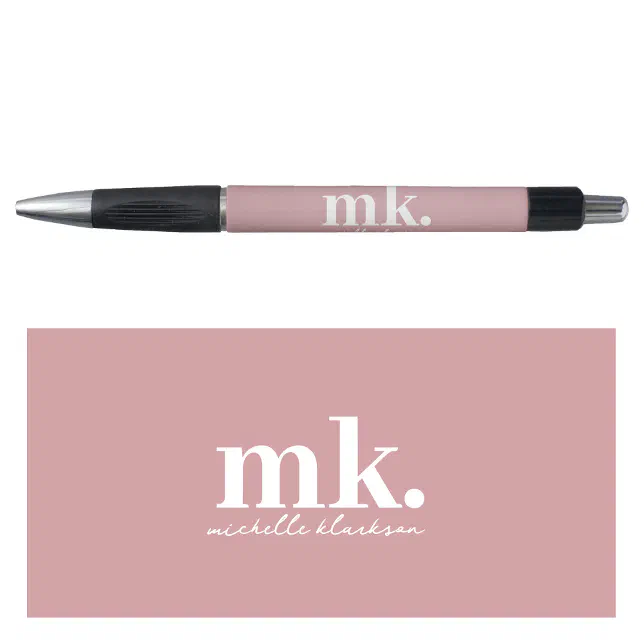Simple Modern Minimalist Pink Script Monogram Pen | Zazzle