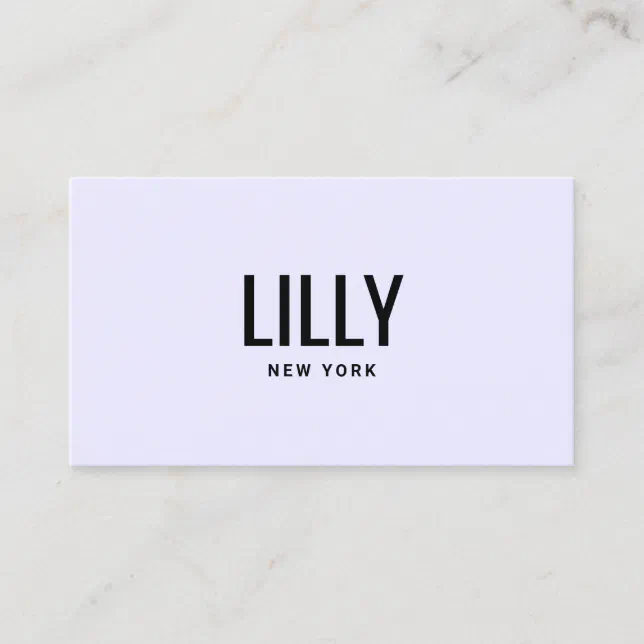 Simple Modern Minimalist Professional Light Purple Business Card | Zazzle