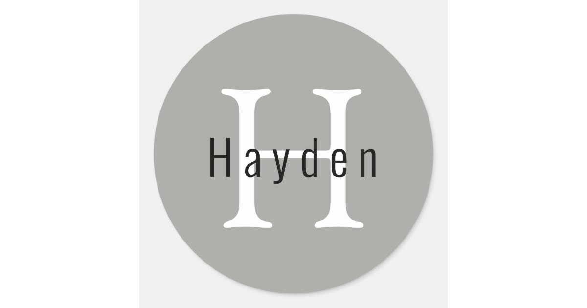 Simple Modern Minimalist Silver Monogram Initial Classic Round Sticker ...