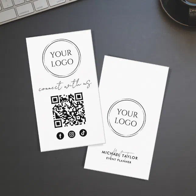 Simple Modern Minimalist Social Media QR Code Logo Business Card | Zazzle