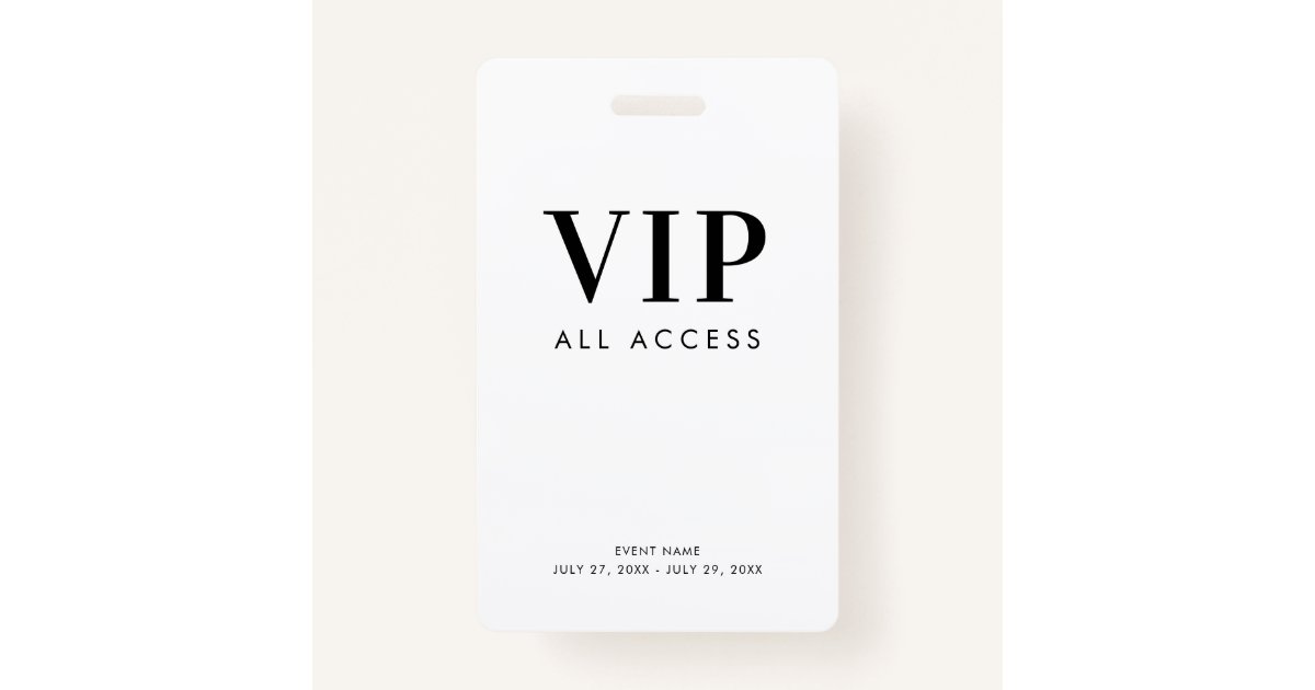 Simple Modern Minimalist VIP All Access Pass Event Badge | Zazzle