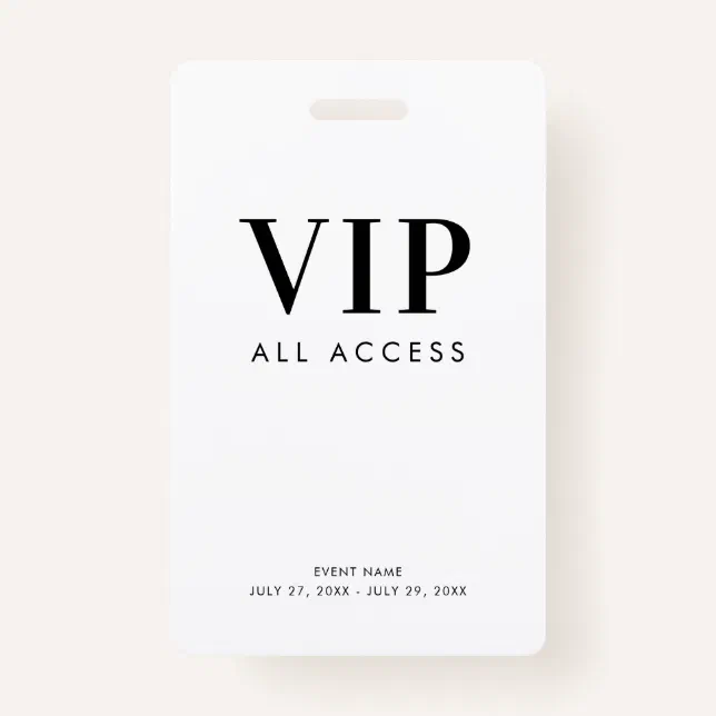 Simple Modern Minimalist VIP All Access Pass Event Badge | Zazzle