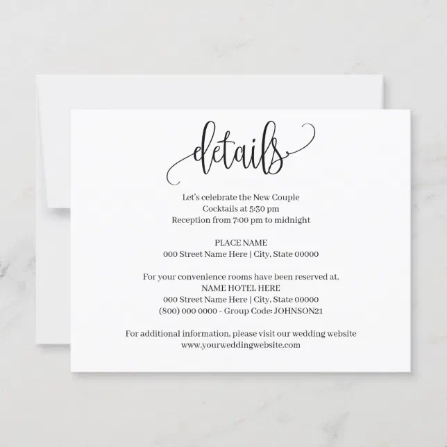Simple Modern Minimalist Wedding Insert Card | Zazzle