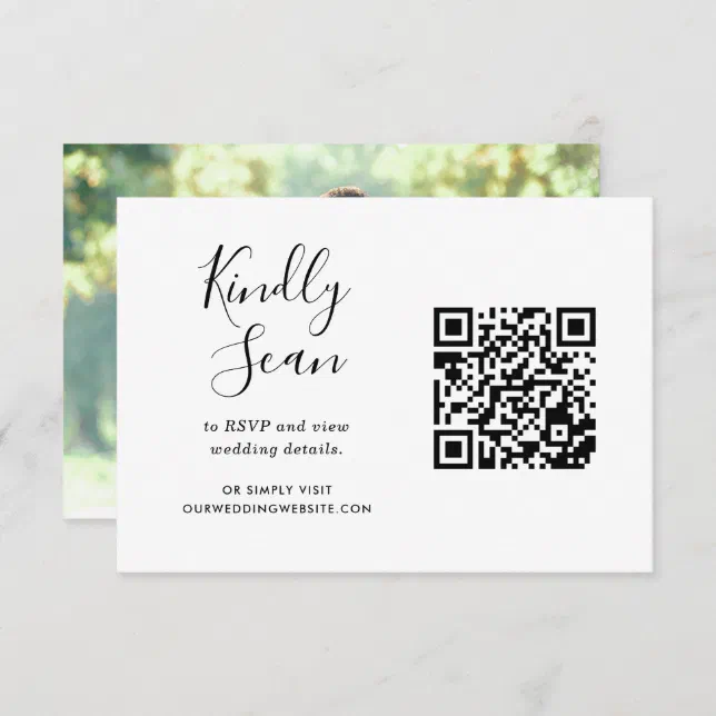 Simple Modern Minimalist Wedding QR Code RSVP Enclosure Card | Zazzle