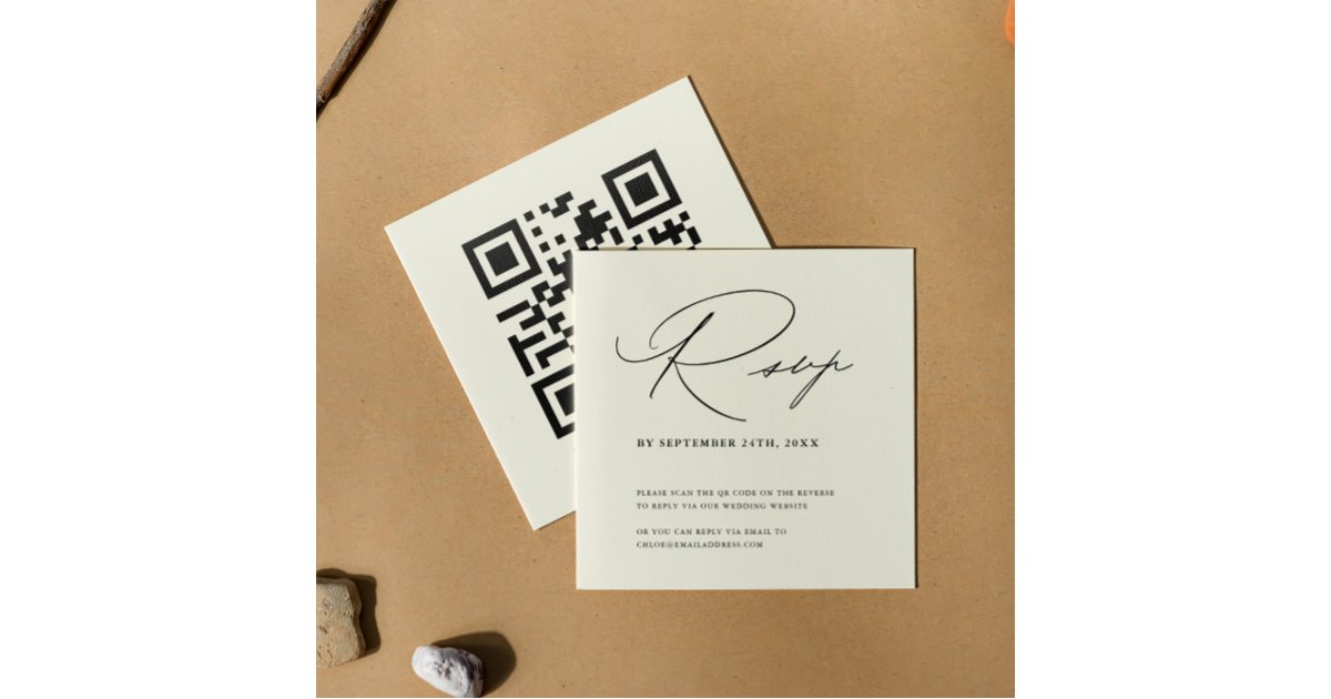Simple Modern Minimalist Wedding Rsvp With QR Code Enclosure Card | Zazzle