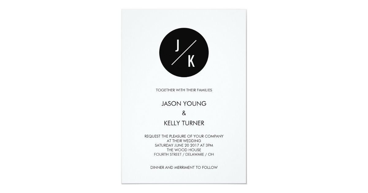 Simple modern monochrome circle invitation | Zazzle.com