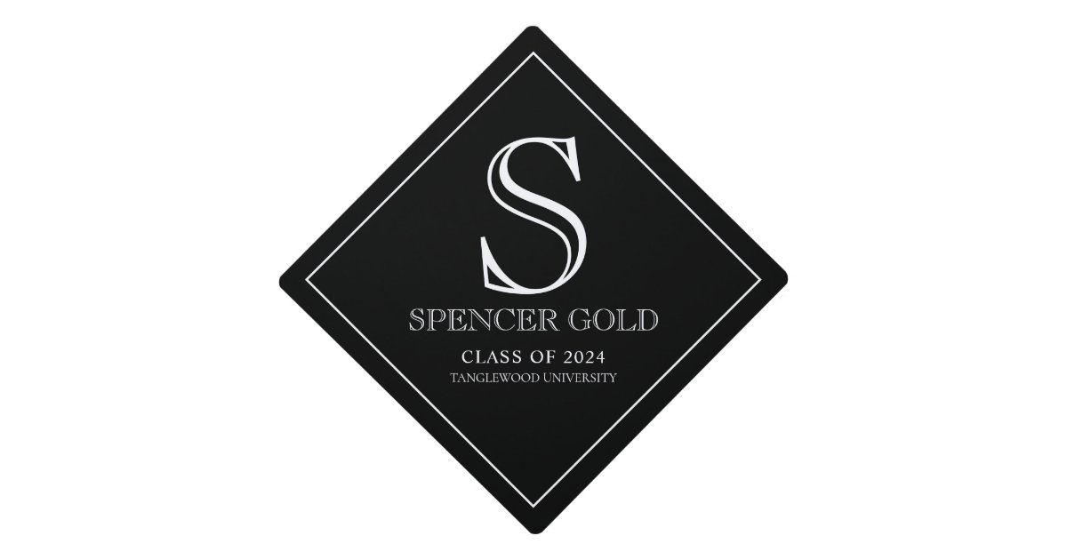 Simple Modern Monogram Class Of 2024 Graduation Cap Topper | Zazzle