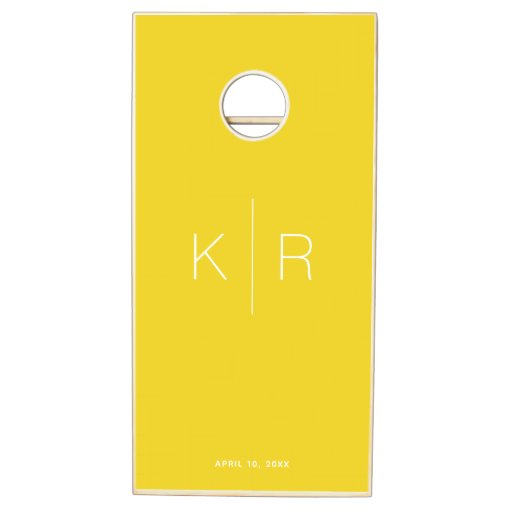 Simple & Modern Monogram Mustard Yellow Cornhole Set | Zazzle
