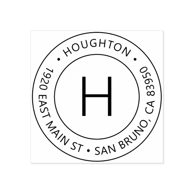 Simple Modern Monogram Return Address Rubber Stamp | Zazzle