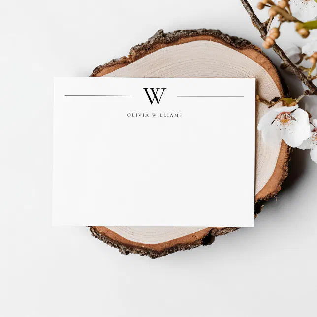 Simple Modern Monogram Stationery Note Card | Zazzle