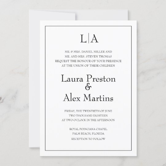 Simple Modern Monogram Wedding Invitation | Zazzle.com