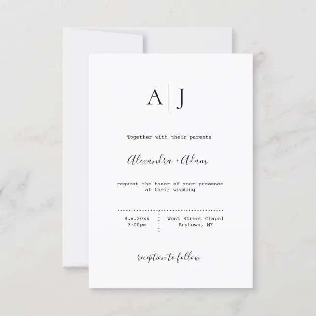 Simple modern monogram wedding invitations | Zazzle
