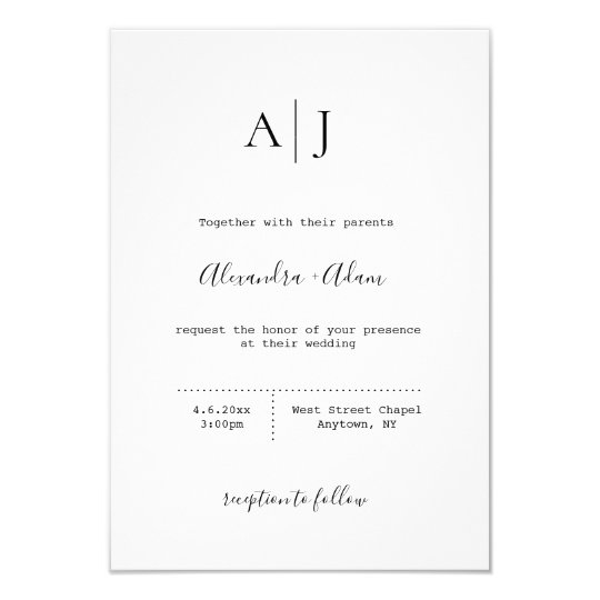 Simple modern monogram wedding invitations | Zazzle.com