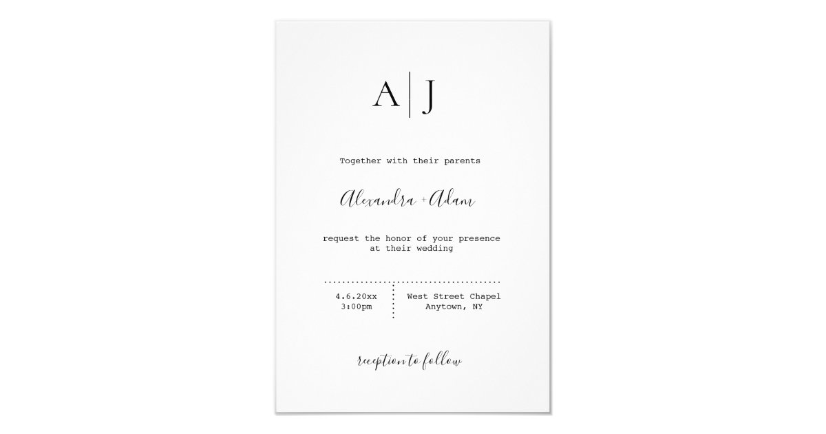 Simple modern monogram wedding invitations | Zazzle.com