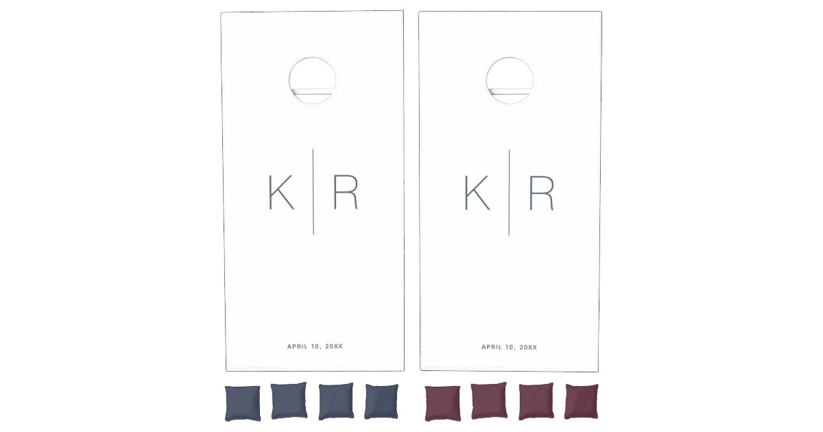 Simple & Modern Monogram White Cornhole Set | Zazzle.com