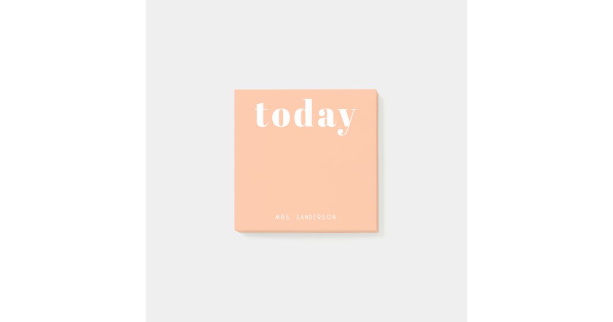 Simple Modern Motivational Personalized Peach Post-it Notes | Zazzle