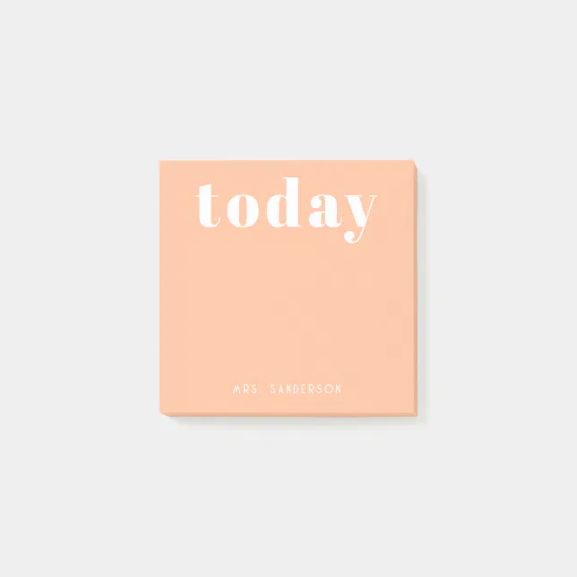 Simple Modern Motivational Personalized Peach Post-it Notes | Zazzle
