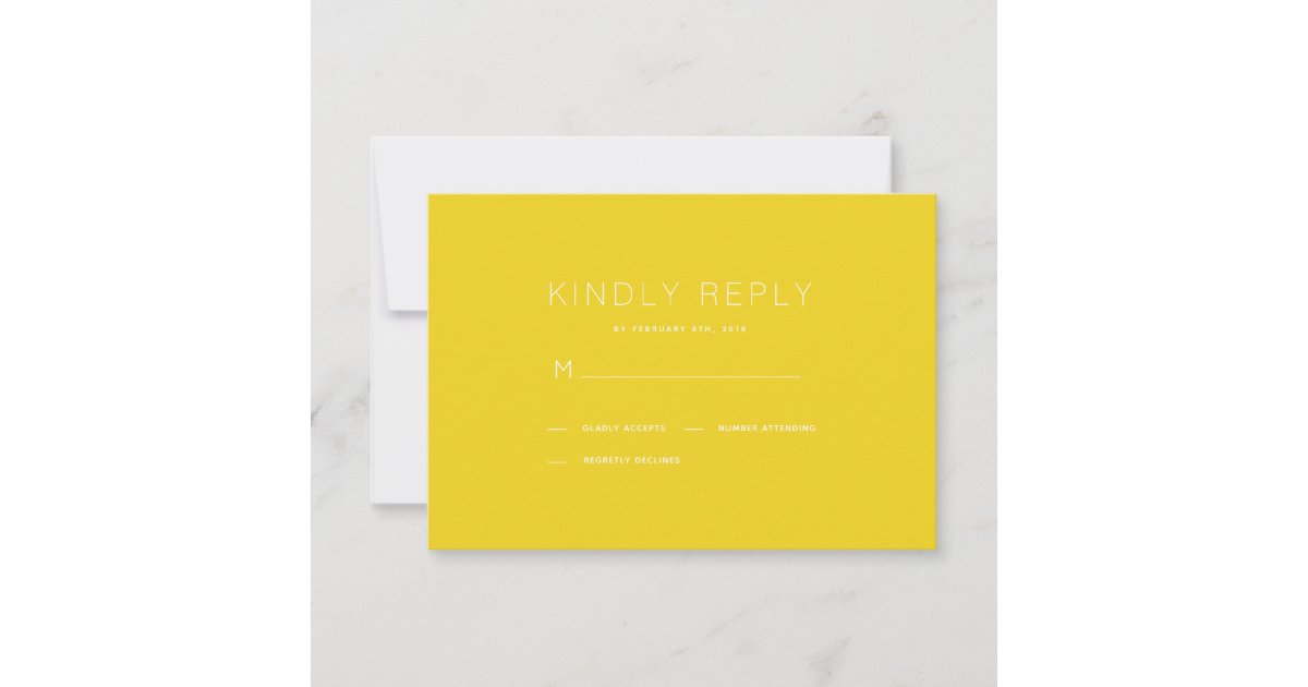 Simple Modern Mustard Yellow Wedding RSVP Card | Zazzle