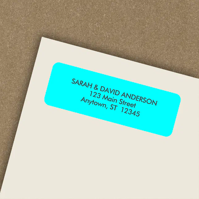 Simple Modern Neon Blue Return Address Label | Zazzle
