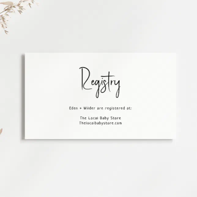 Simple Modern Neutral Baby Shower Registry Enclosure Card | Zazzle