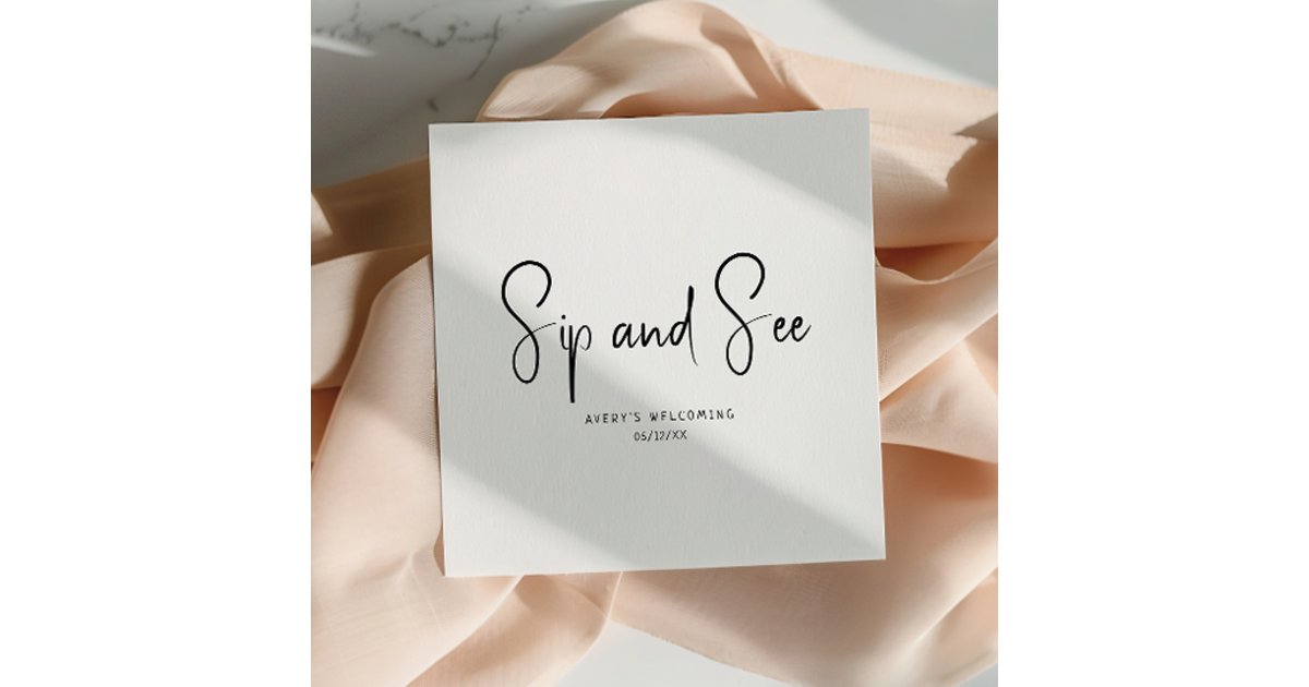 Simple Modern Neutral Sip And See Napkins | Zazzle