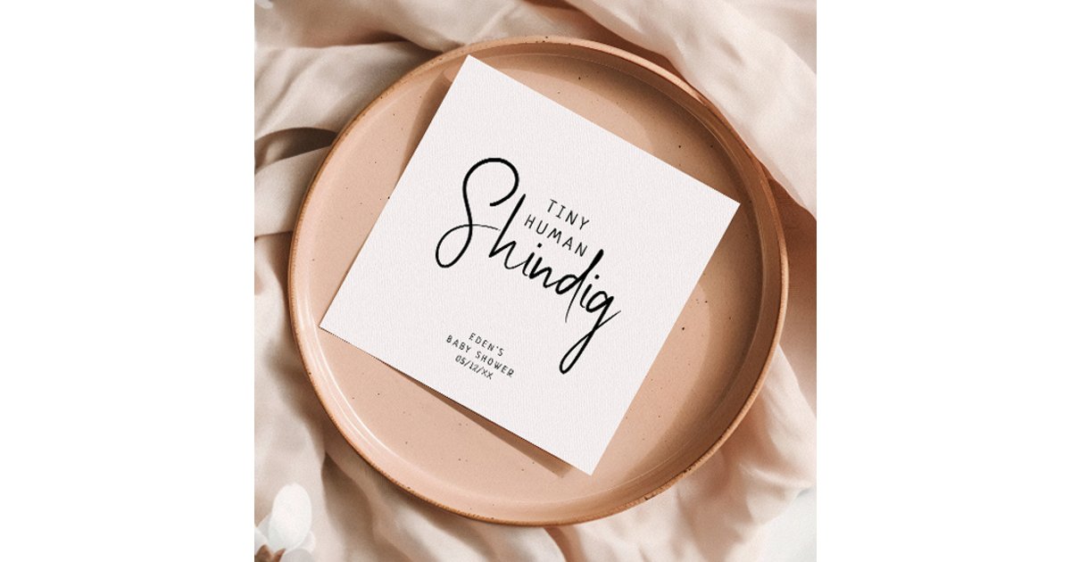 Simple Modern Neutral Tiny Human Shindig Napkins | Zazzle