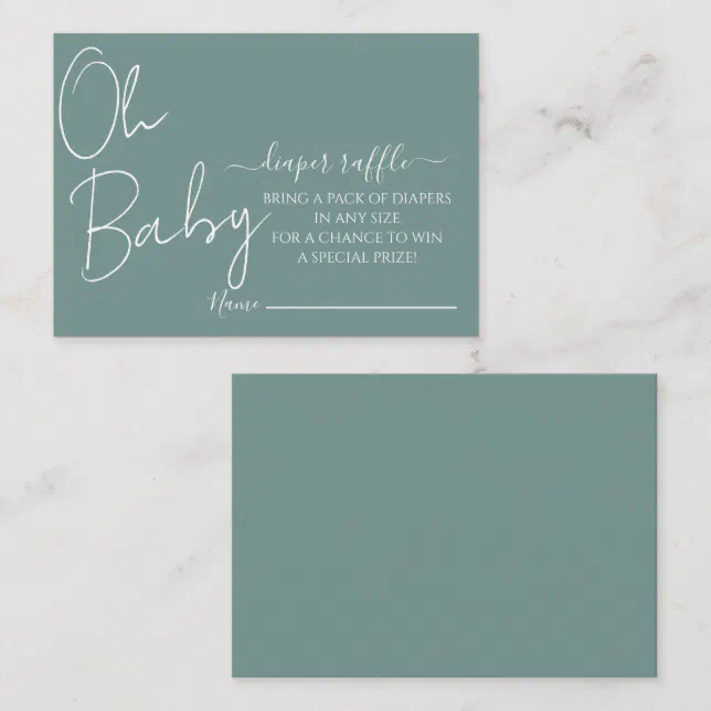 Simple Modern Oh Baby Sage Green Baby Shower Enclosure Card | Zazzle