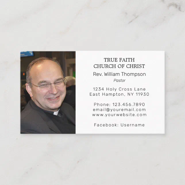 Simple Modern Pastor Photo Religious Church Business Card | Zazzle