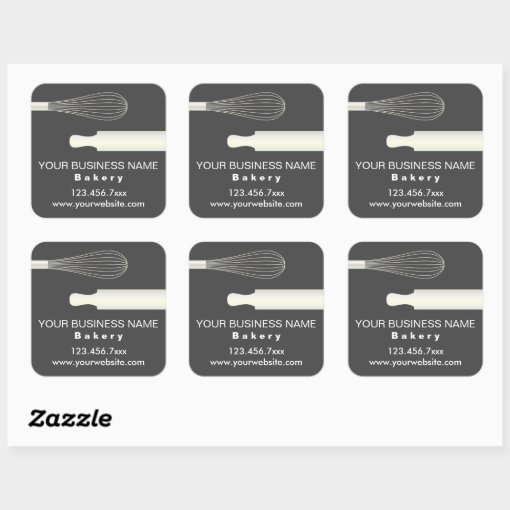 Simple Modern Pastry Bakery Packaging Square Sticker | Zazzle