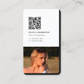 Simple modern personal photo QR code Business Card | Zazzle