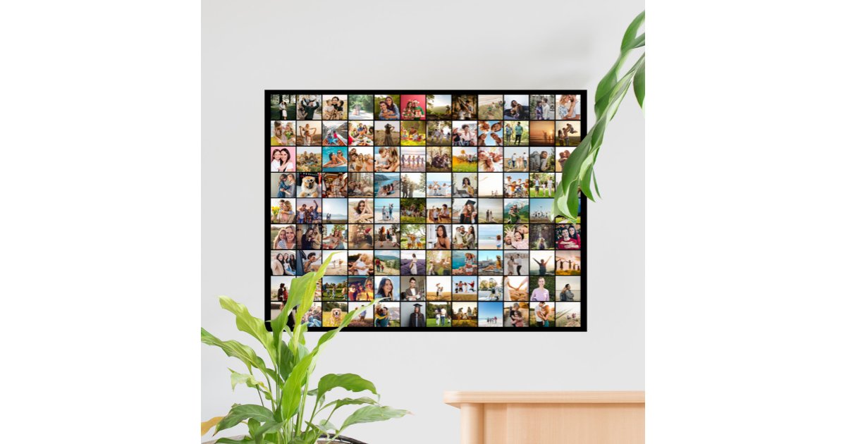 Simple Modern Personalized 108 Photo Collage Poster | Zazzle
