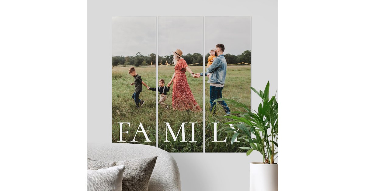 Simple Modern Personalized Family Photo Triptych | Zazzle