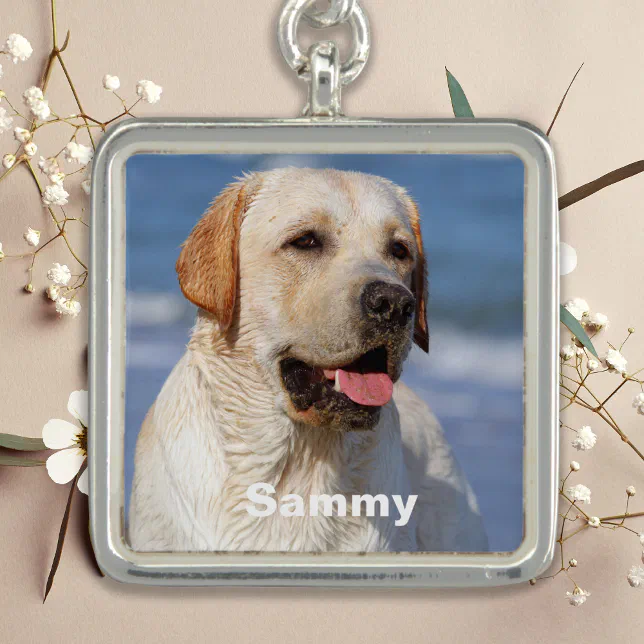Simple Modern Personalized Pet Dog Family Photo Charm | Zazzle
