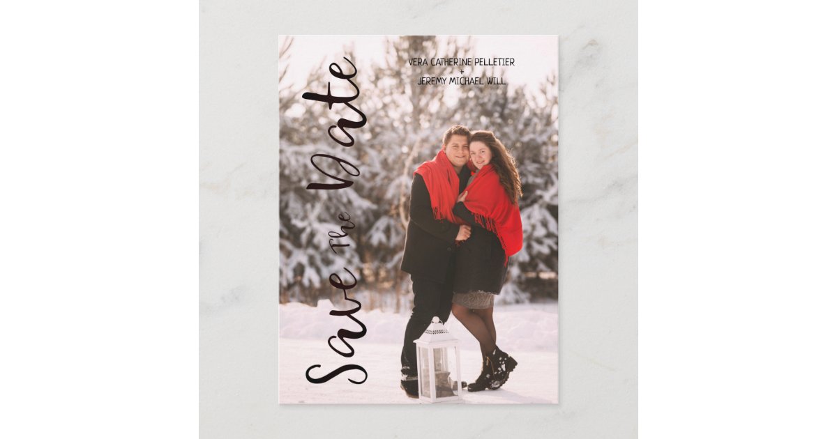 Simple Modern Personalized Photo Engagement Couple Postcard | Zazzle