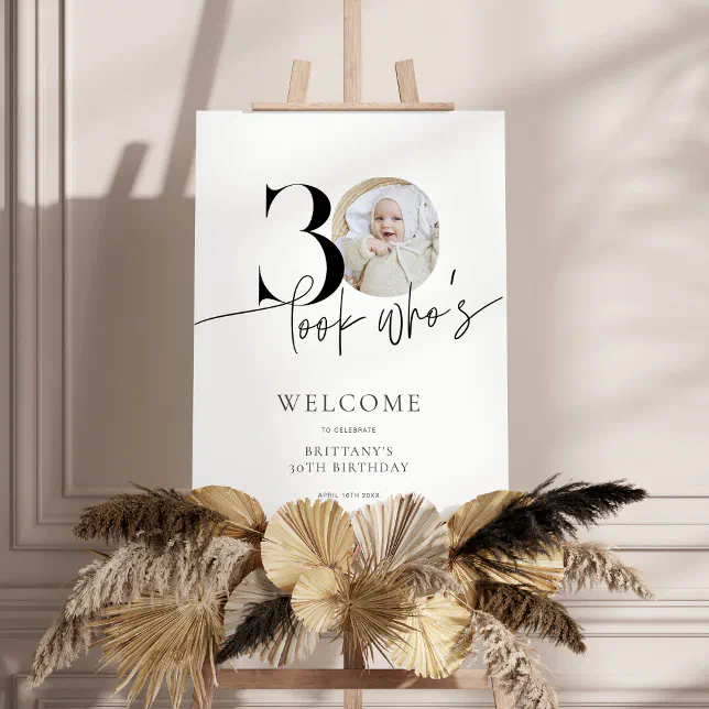 Simple Modern Photo 30th Birthday Welcome Sign | Zazzle