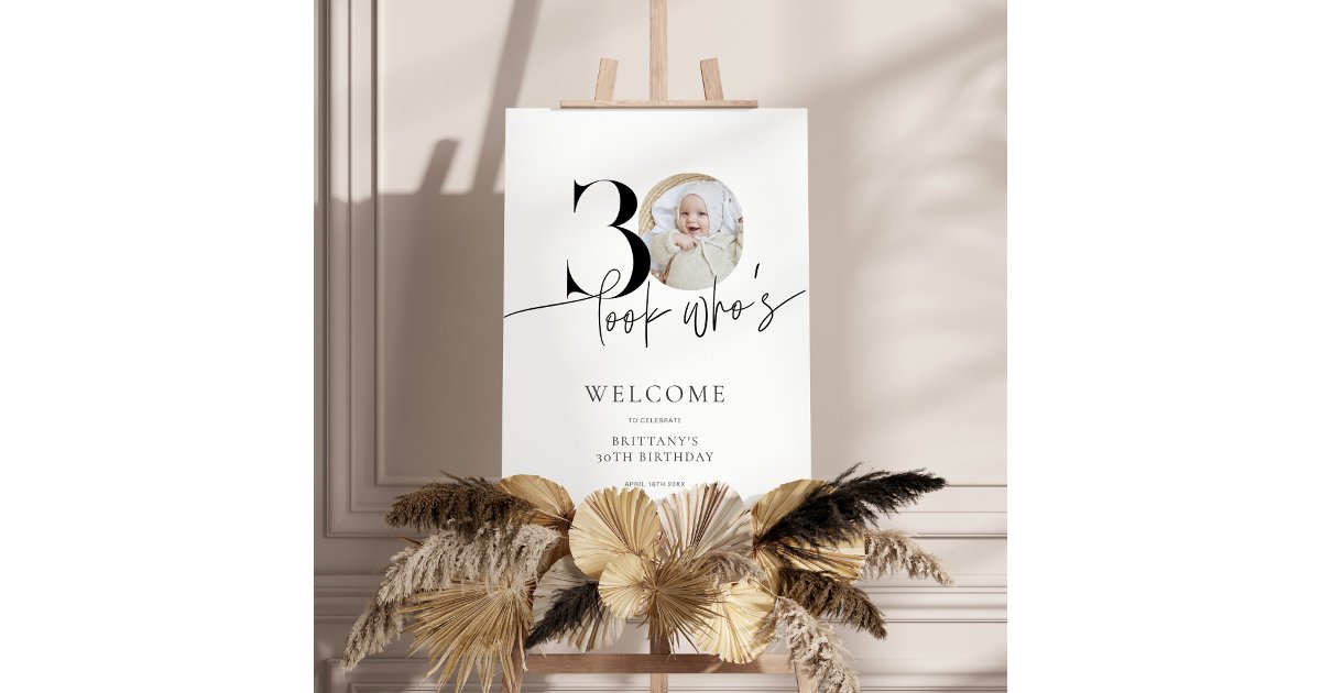 Simple Modern Photo 30th Birthday Welcome Sign | Zazzle