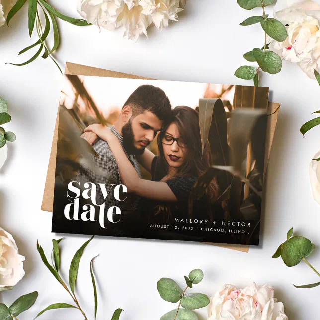 Simple Modern Photo Budget Wedding Save the Date Announcement Postcard ...